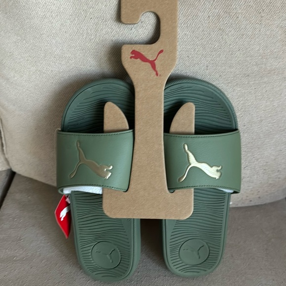 Puma | Shoes | Puma Olive Green Cool Cat 2 Sport Slides | Poshmark